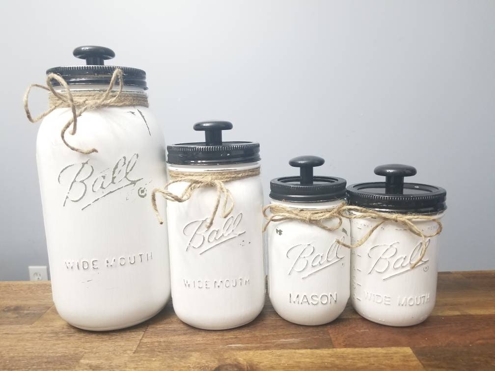 4pc Mason Jar Canister Set | Etsy