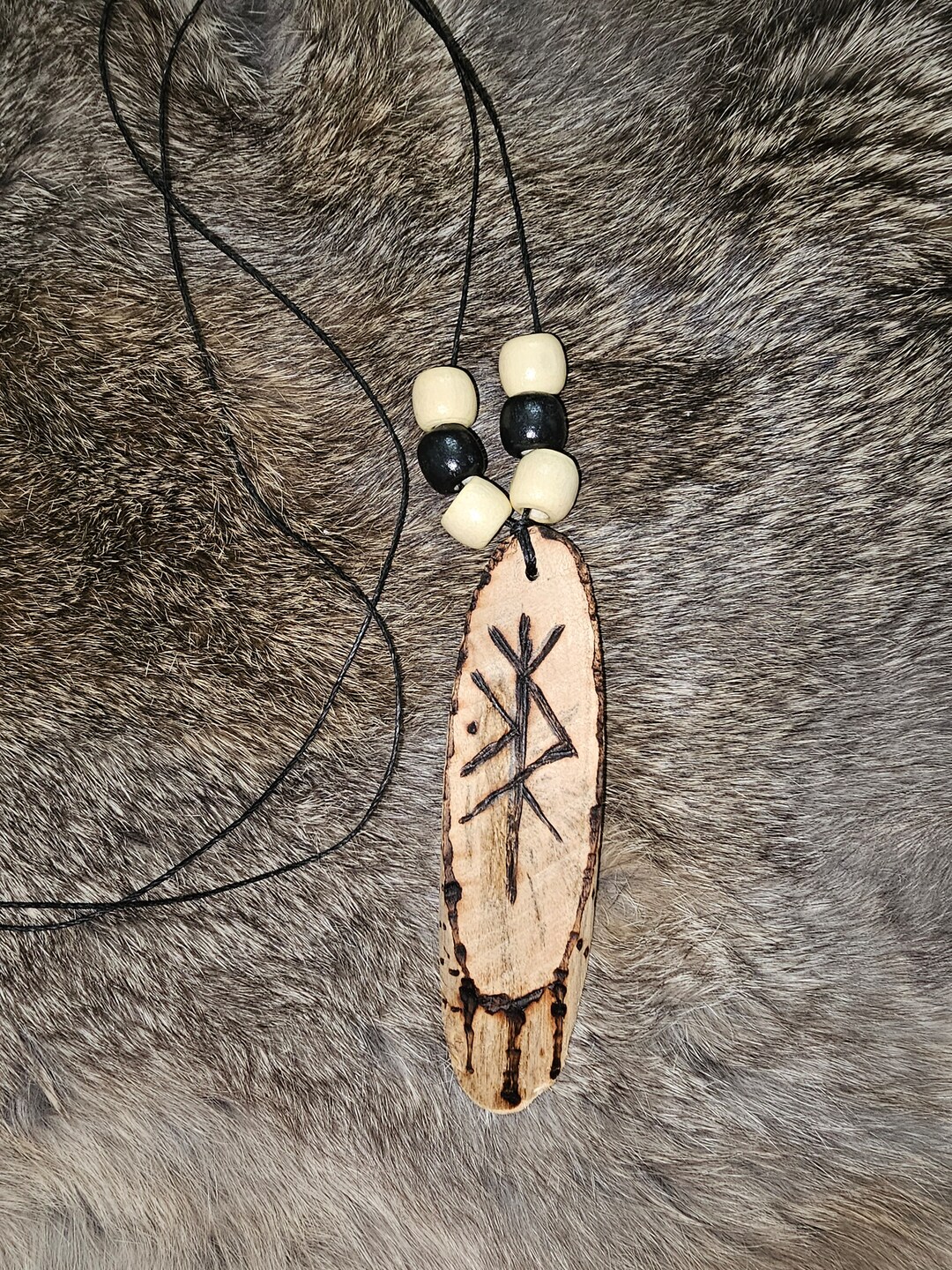 Courage Bind Rune on Drift Wood Necklace - Etsy