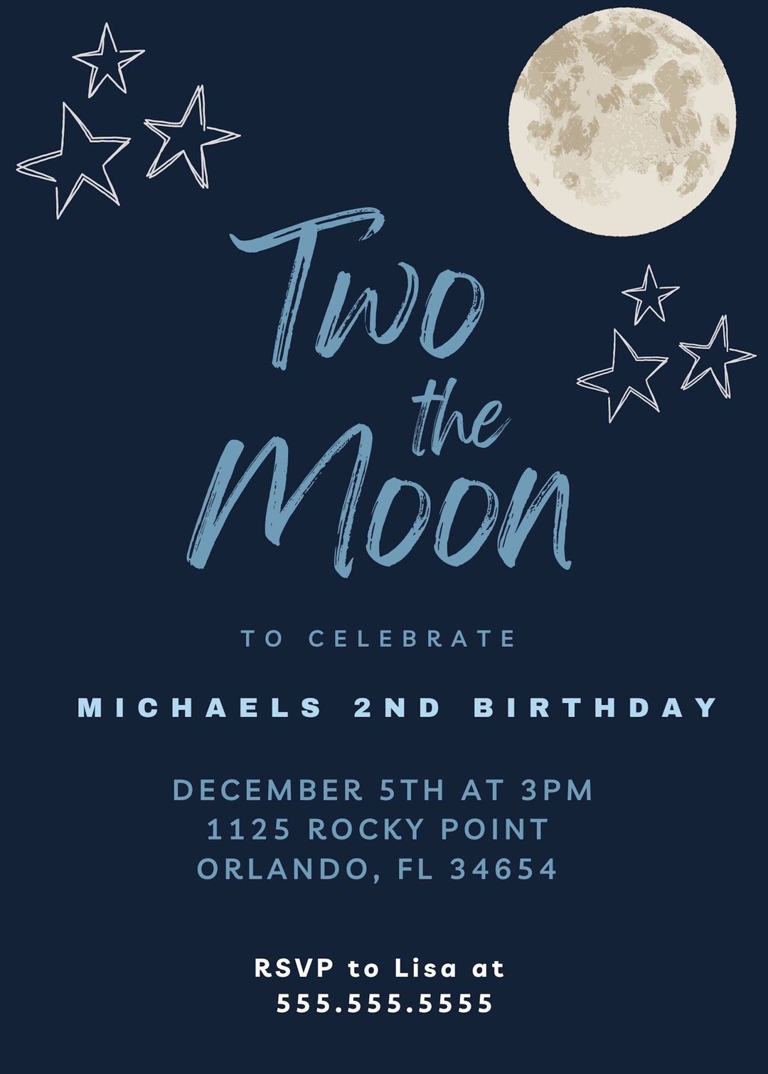 Two the Moon Invitations, Space Party, Invitation, Birthday, Outerspace ...