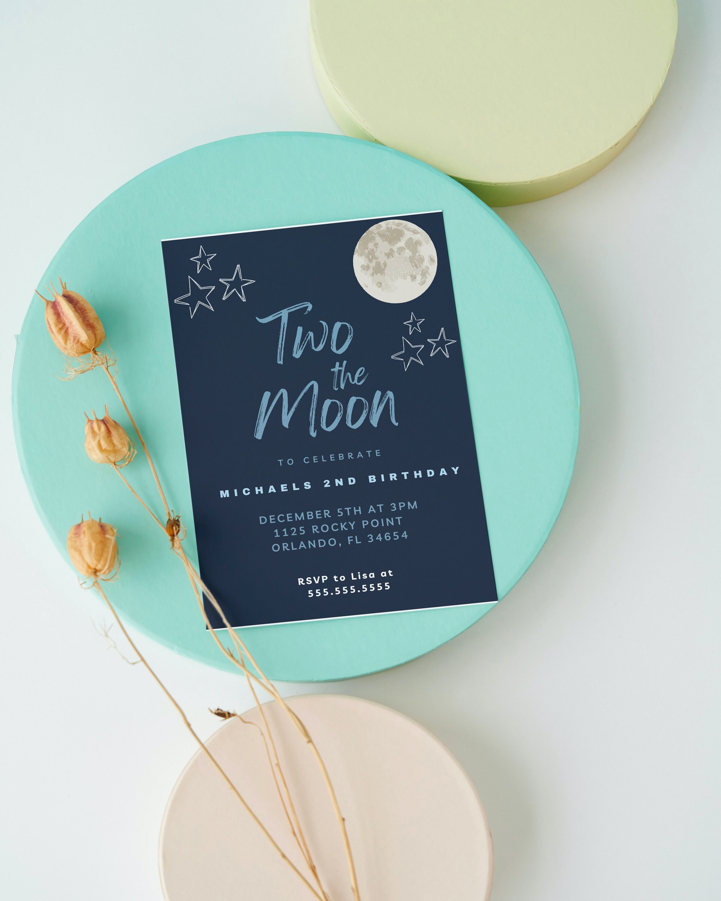 Two the Moon Invitations, Space Party, Invitation, Birthday, Outerspace ...