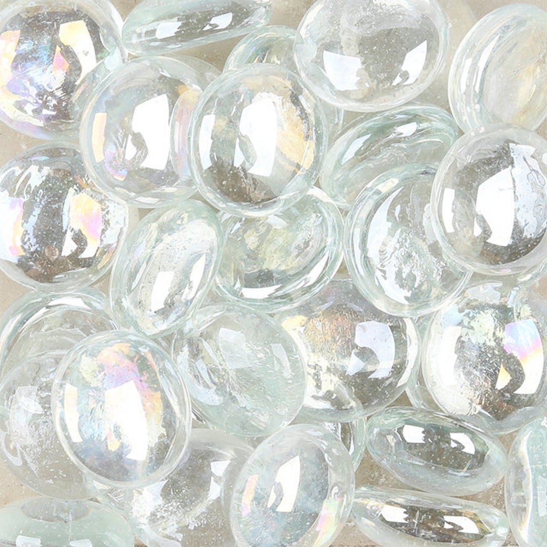 Clear Iridescent Glass Pebbles Home Vases Wedding - Etsy UK