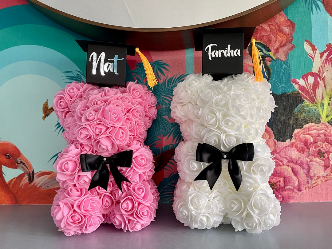 Personalized Graduation Rose Bear: Flower Teddy Bear Gift - Etsy