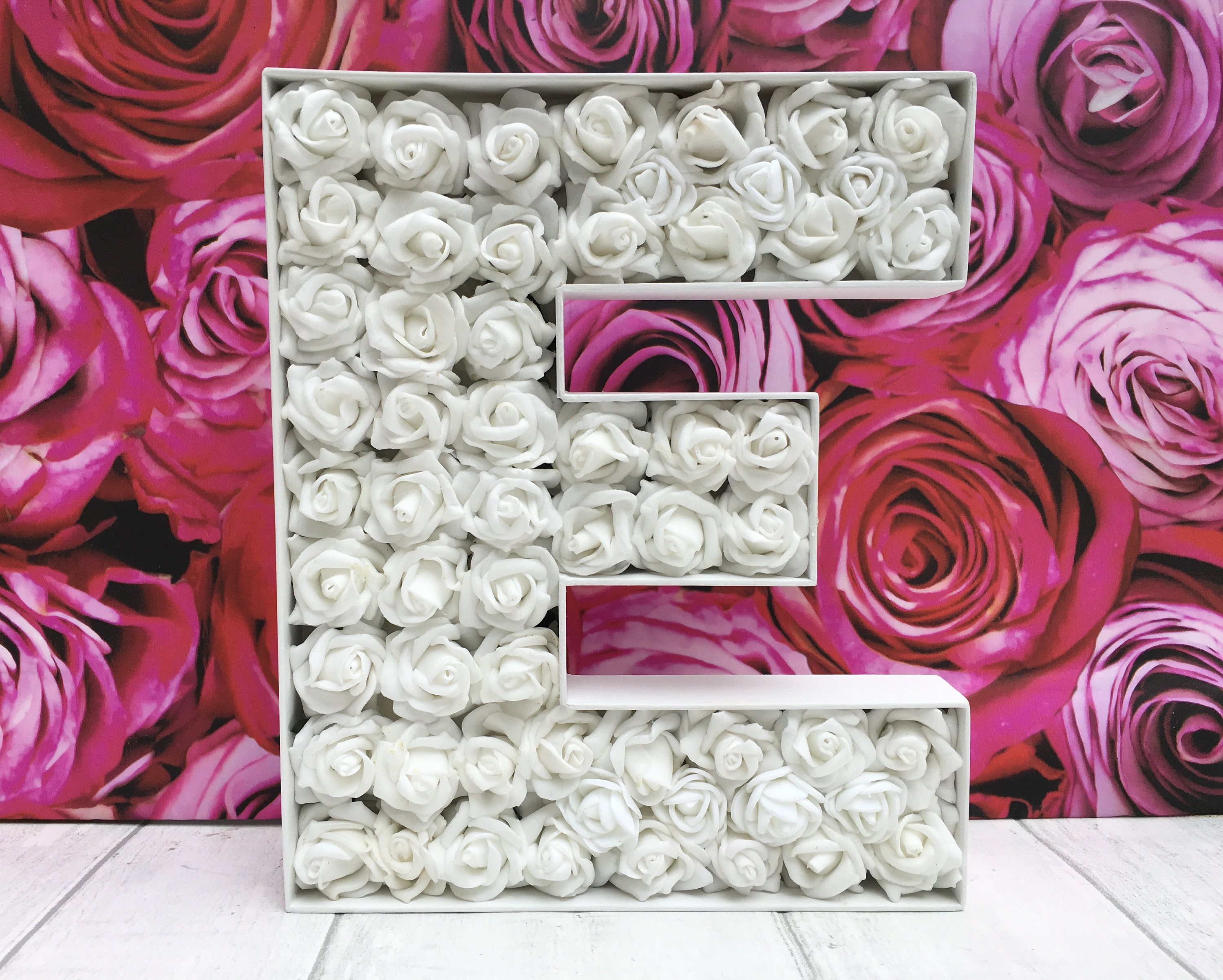White Rose Wedding Initials Large Letter E Rose Letter E - Etsy