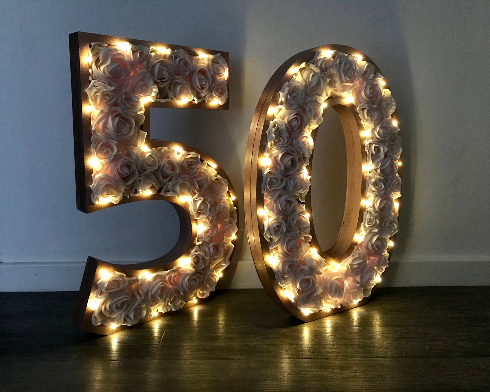 Large Floral Numbers Light Up Number 50 50th Birthday Party | Etsy