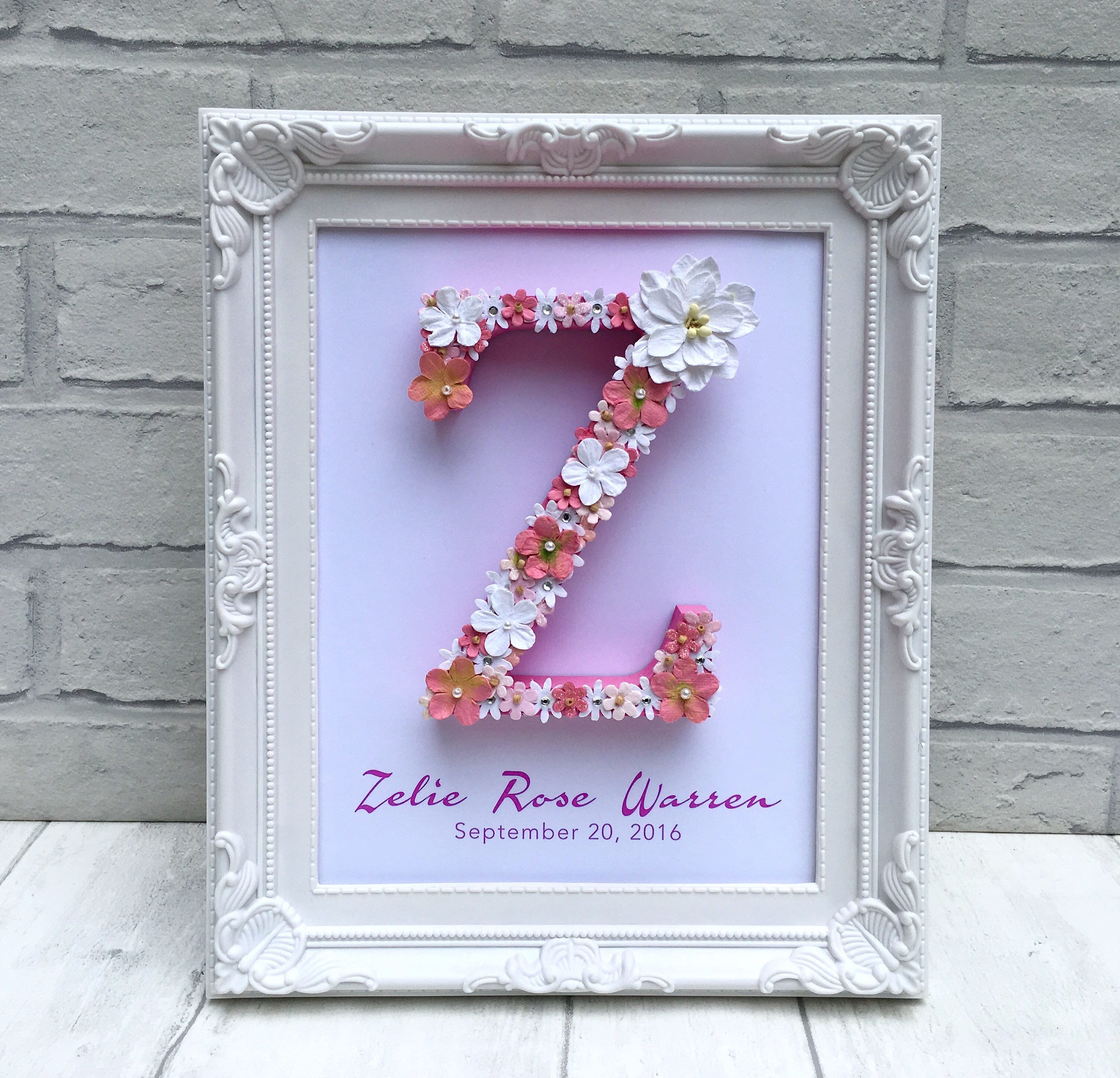 Personalised Girls Bedroom Decor, Floral Letter Frame, New Baby ...