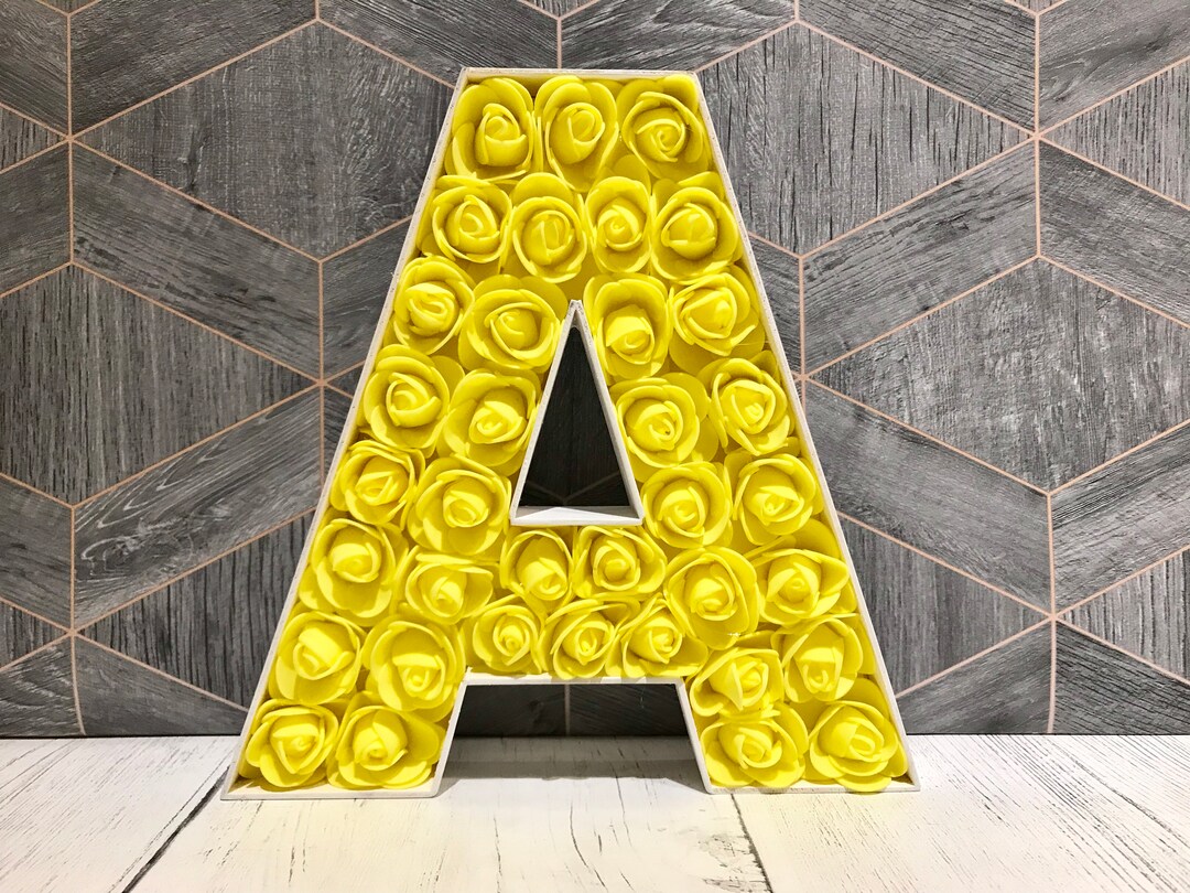 Yellow Rose Floral Letter Sign: Personalized Party Decor Name Display ...