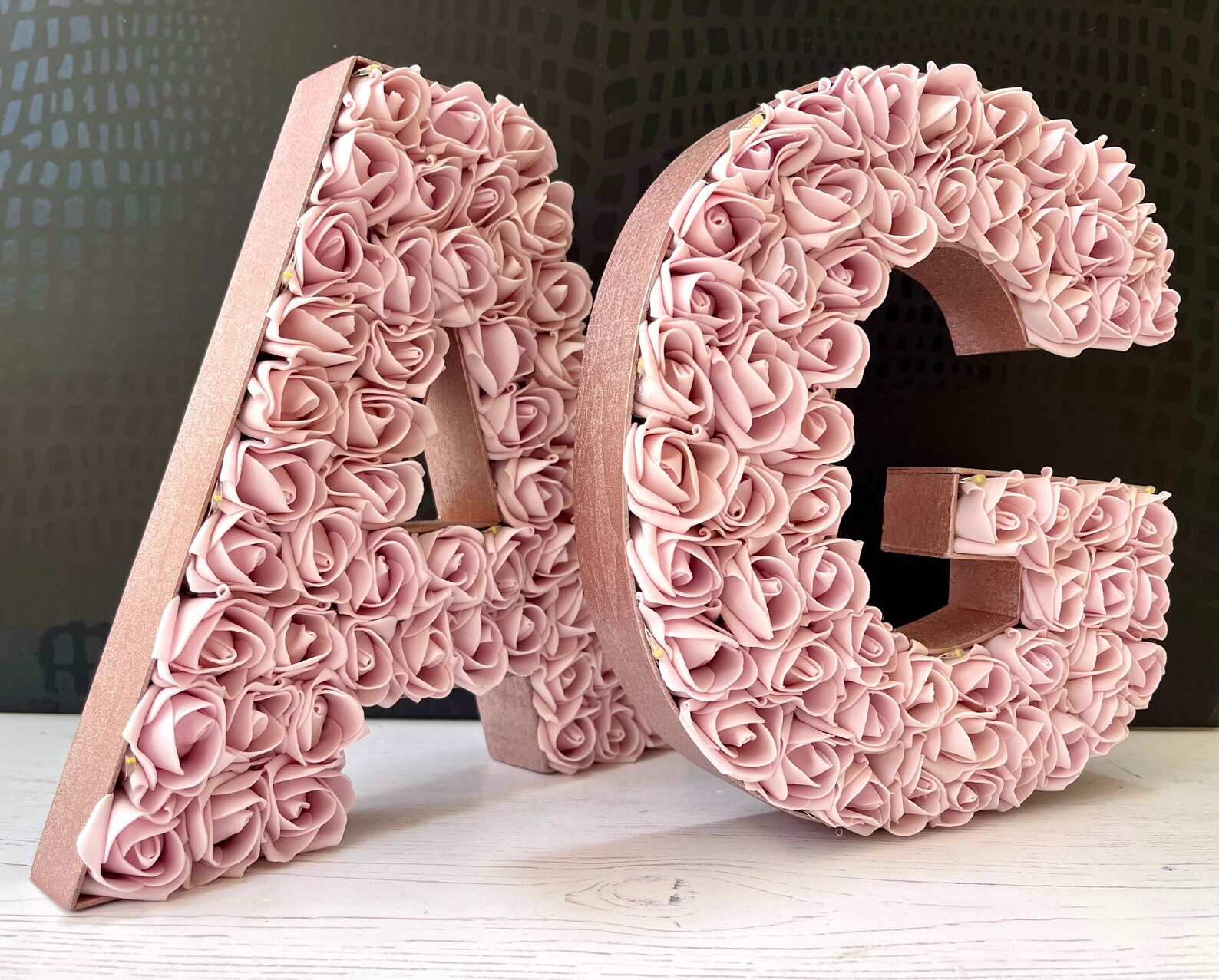 Blush Pink Rose Flower Letters Pink Rose Initials Rose Gold - Etsy