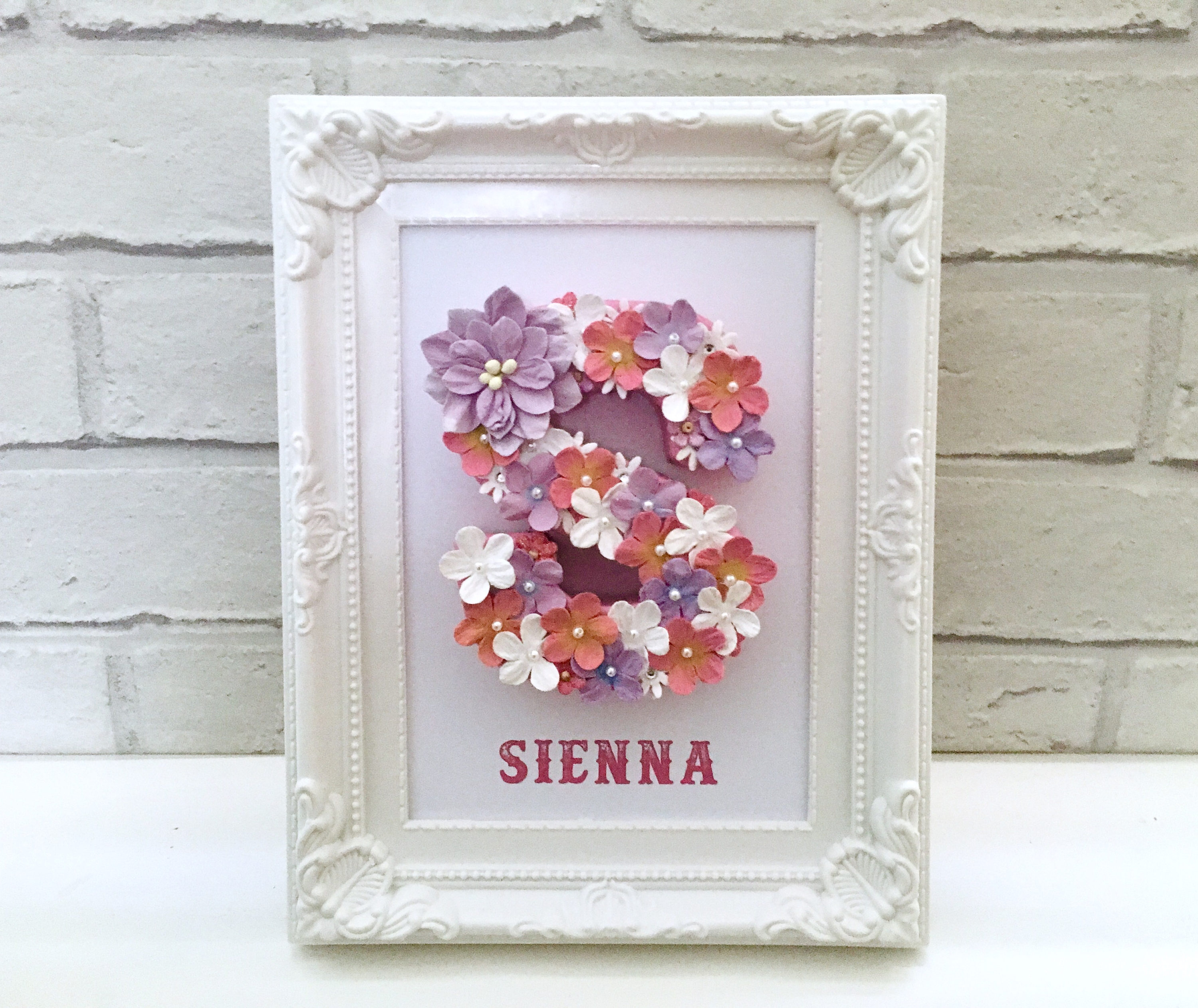 Custom Floral Letter, Vintage Name Frame, Nursery Floral Monogram - Etsy UK