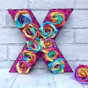 Rainbow Rose Letter: Multicoloured Name Sign, Pride Decor - Etsy