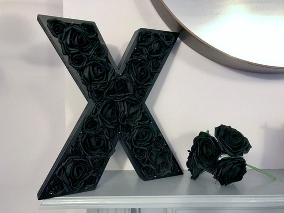 Black Rose Filled Letter Gothic Wedding Decoration Large | Etsy UK