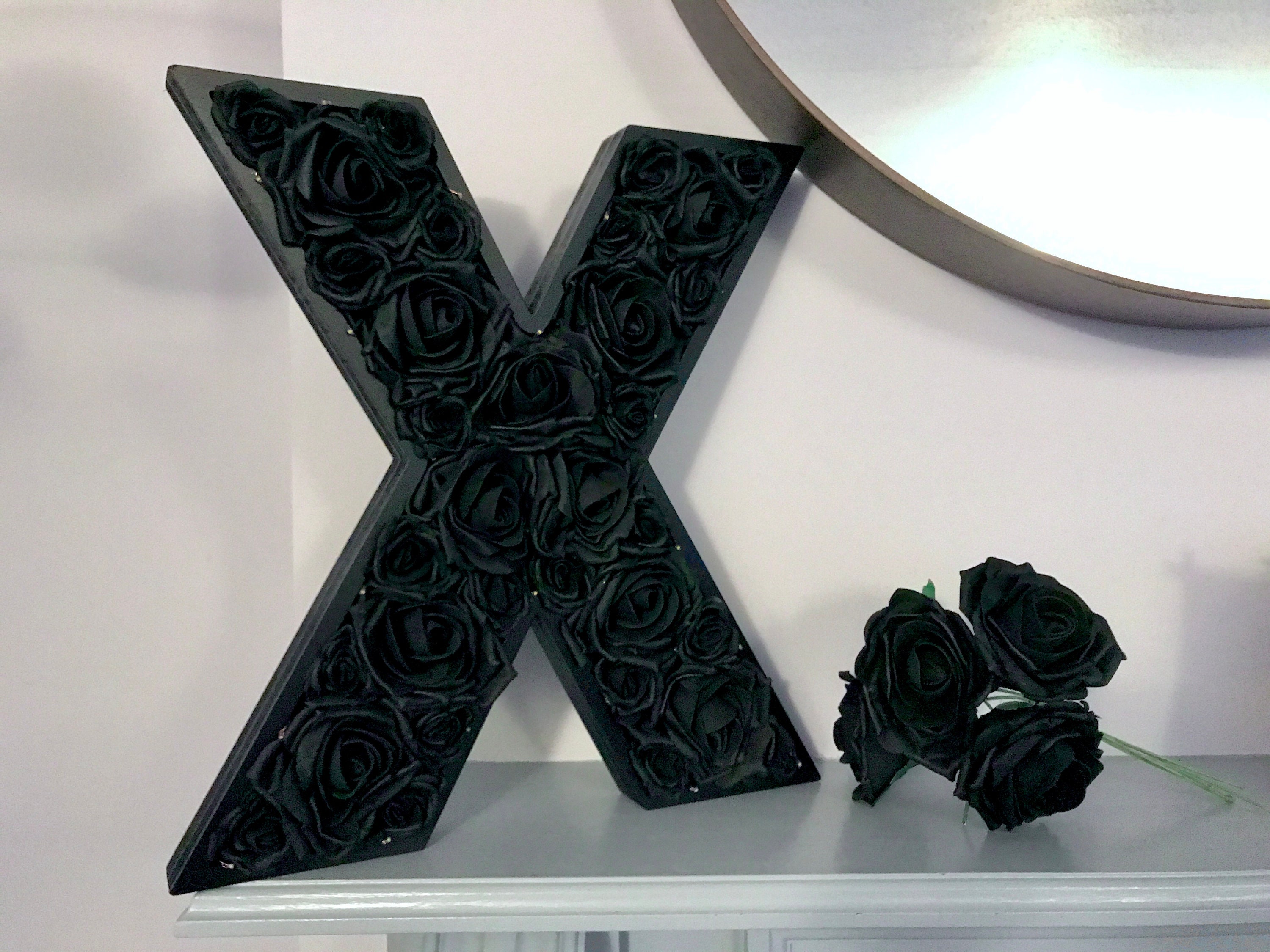 Black Rose Filled Letter Gothic Wedding Decoration Large - Etsy UK
