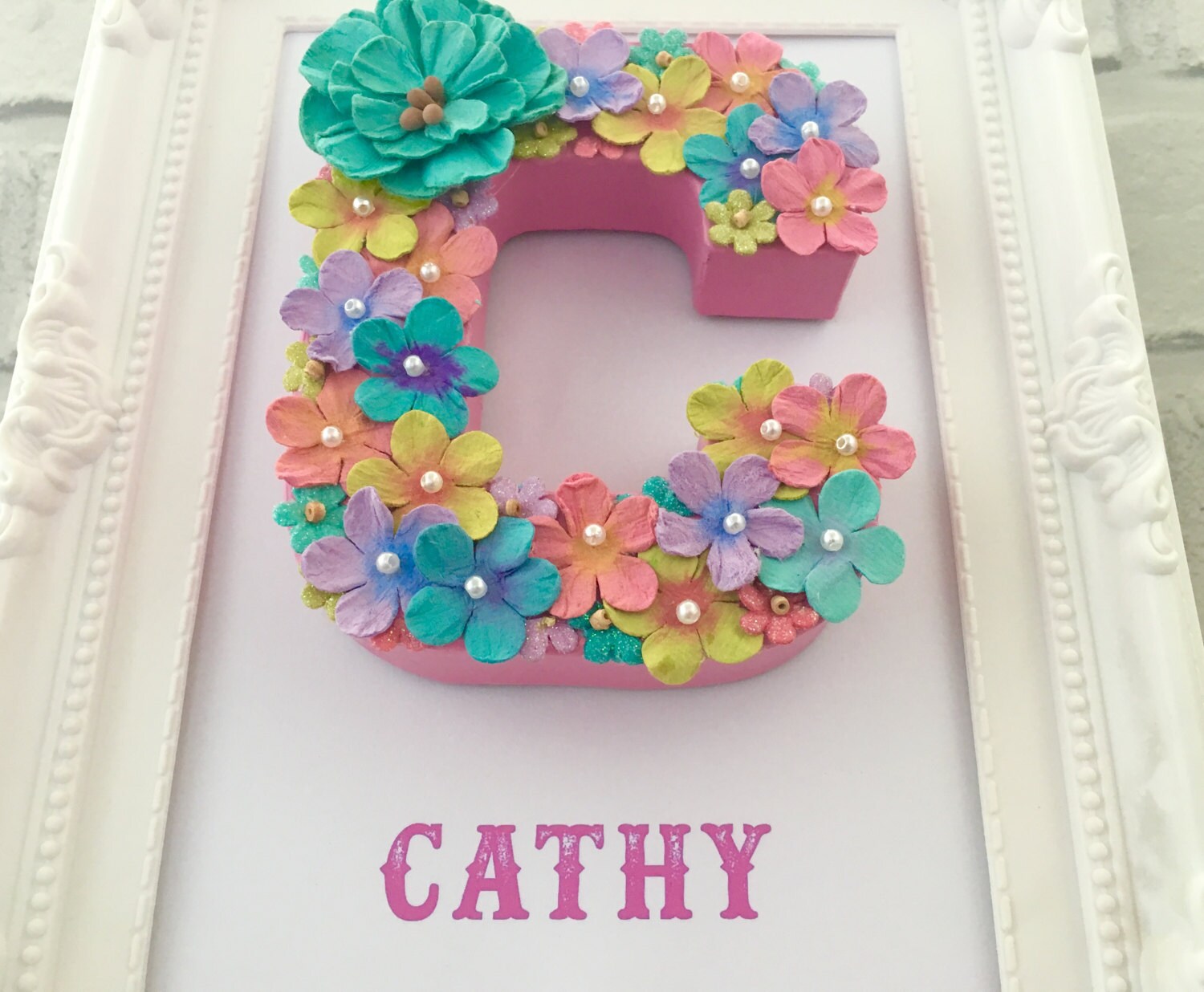 Multicoloured Floral Letter Floral Name Decor Gift for Best | Etsy
