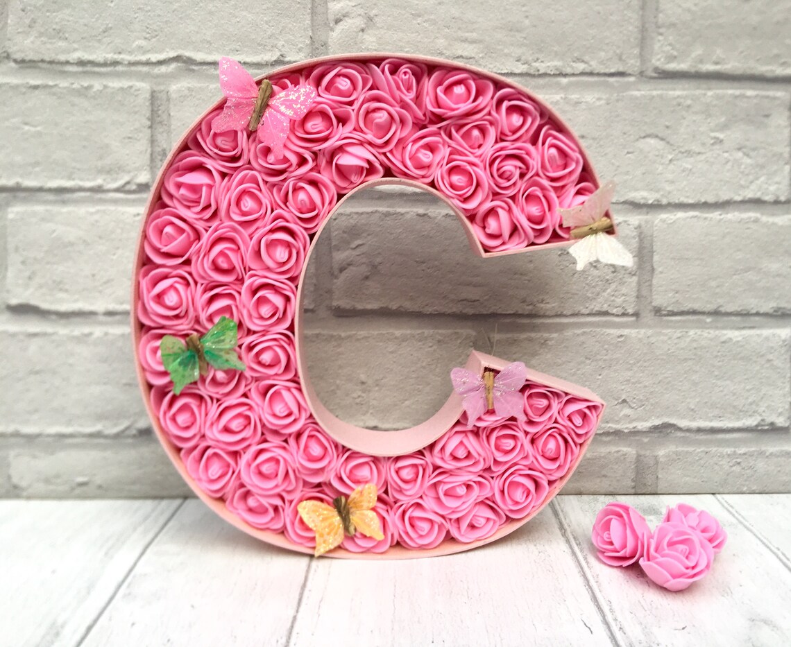 Butterfly Decorated Letter Sparkly Letter for Girl Glitter - Etsy