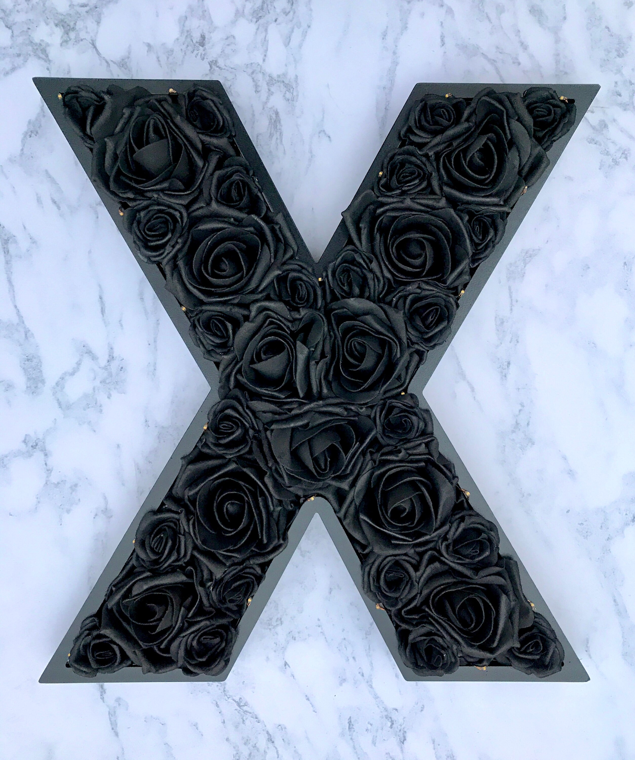 Black Rose Filled Letter Gothic Wedding Decoration Large - Etsy UK