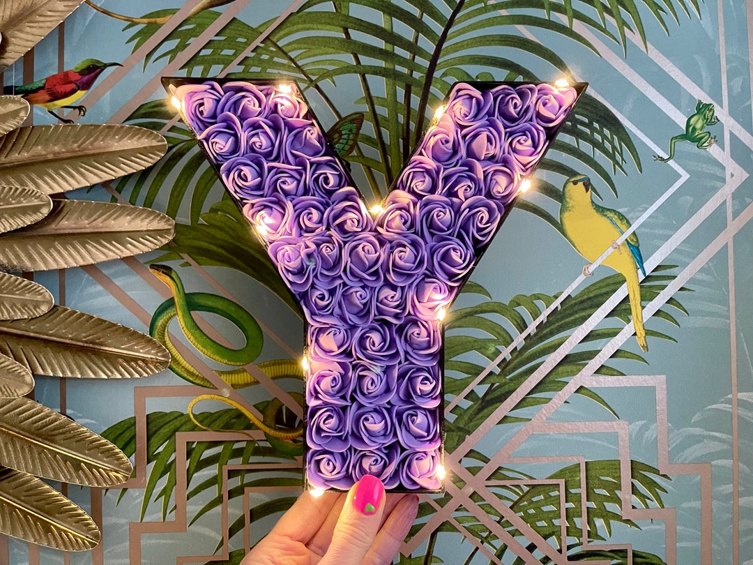 Purple Floral Light-up Letter: Custom Initial Decor - Etsy