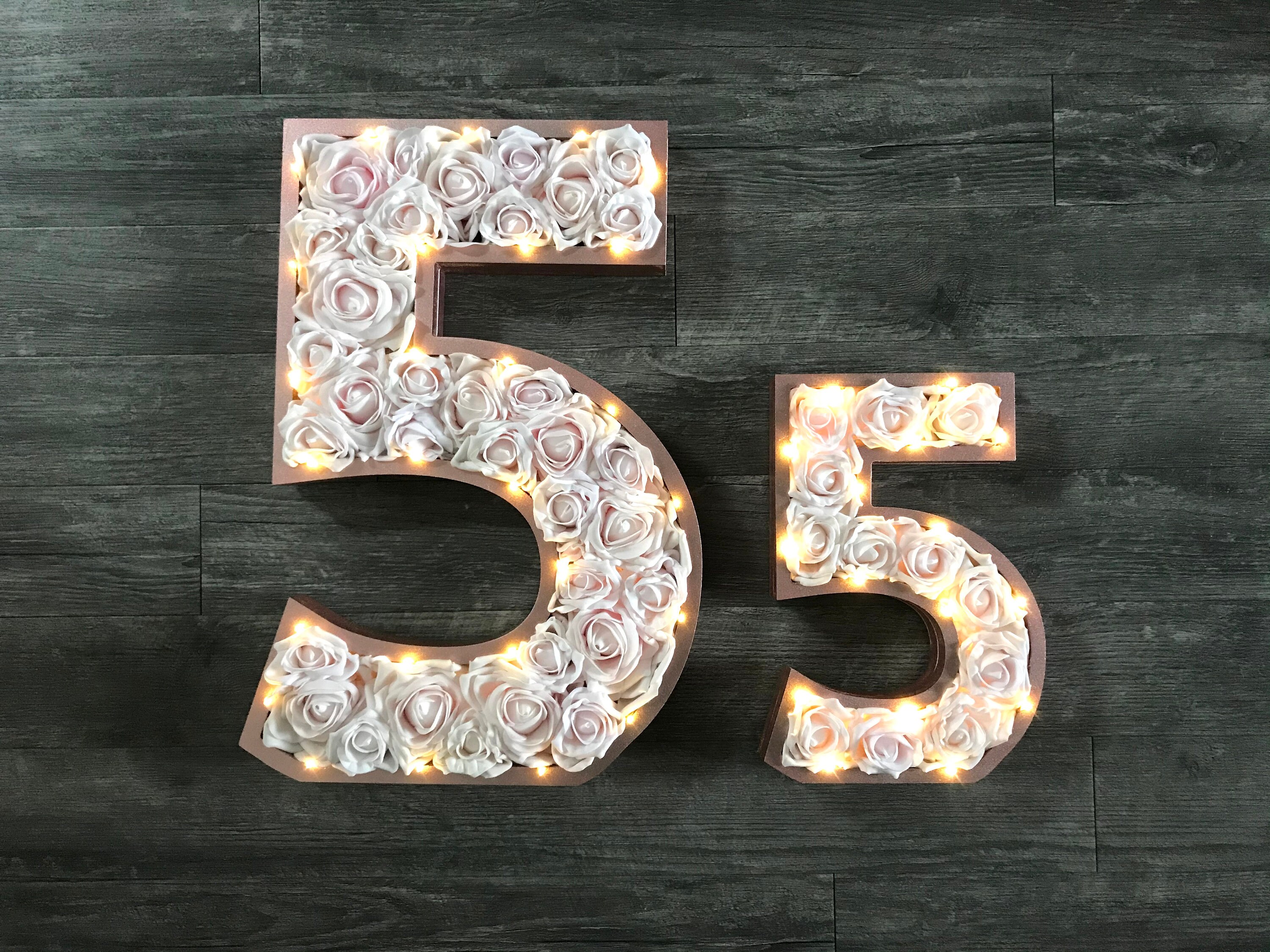 Large Floral Numbers Light Up Number 50 50th Birthday Party | Etsy