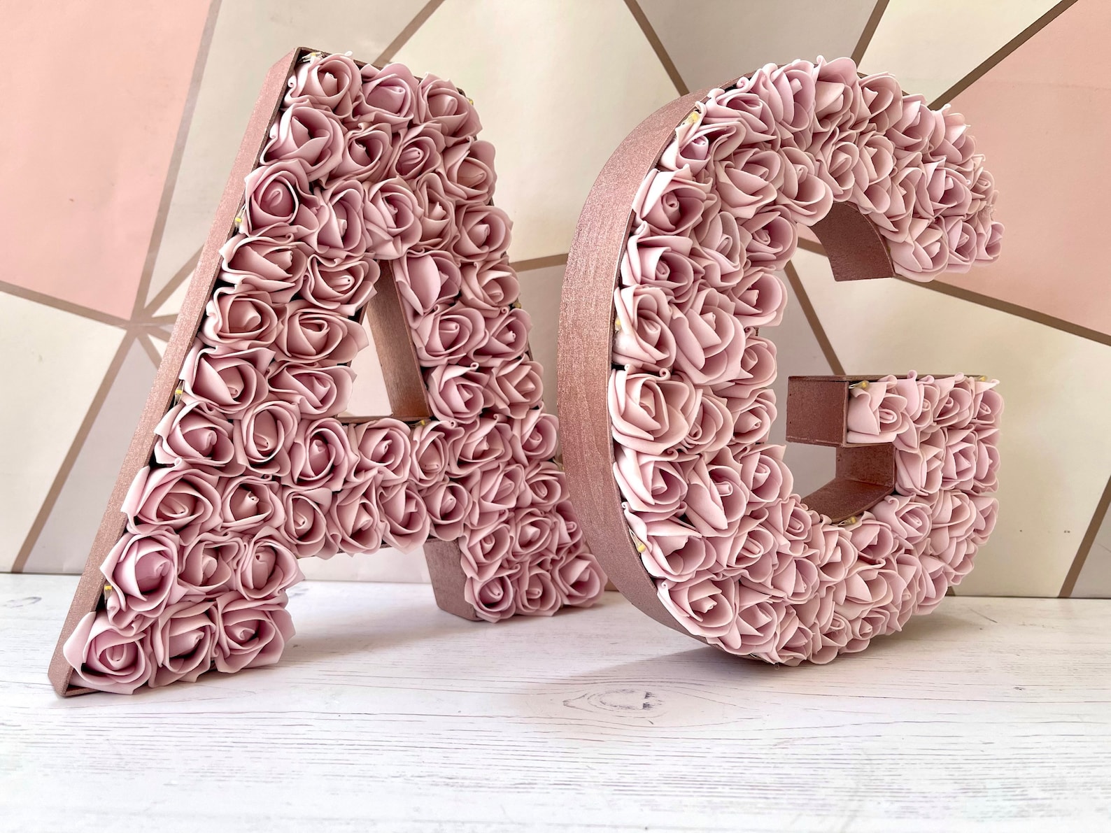 Rose Gold Blush Pink Rose Letter: Freestanding Initial Decor - Etsy
