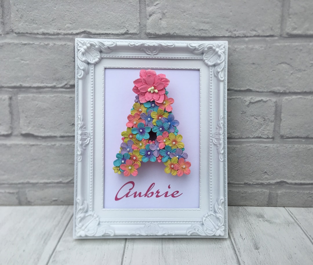 Floral Letter Frame: Personalized Name Art, Multicoloured Paper Flowers ...