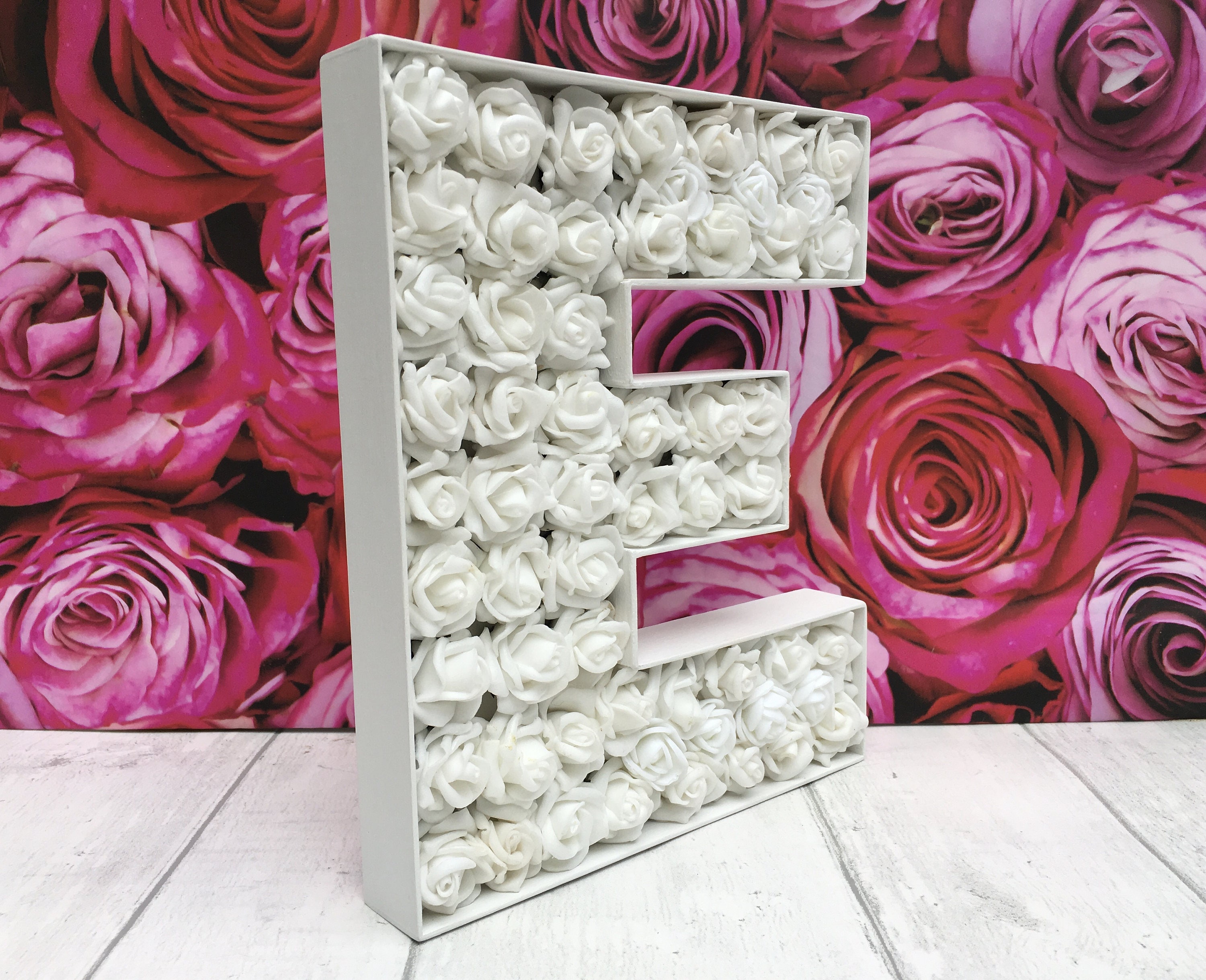 White Rose Wedding Initials Large Letter E Rose Letter E - Etsy