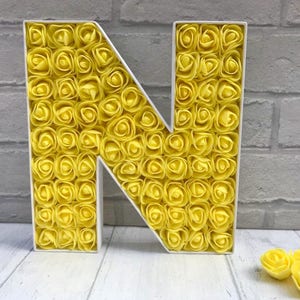 Freestanding Yellow Rose Letter N: Personalized Floral Initial Decor ...