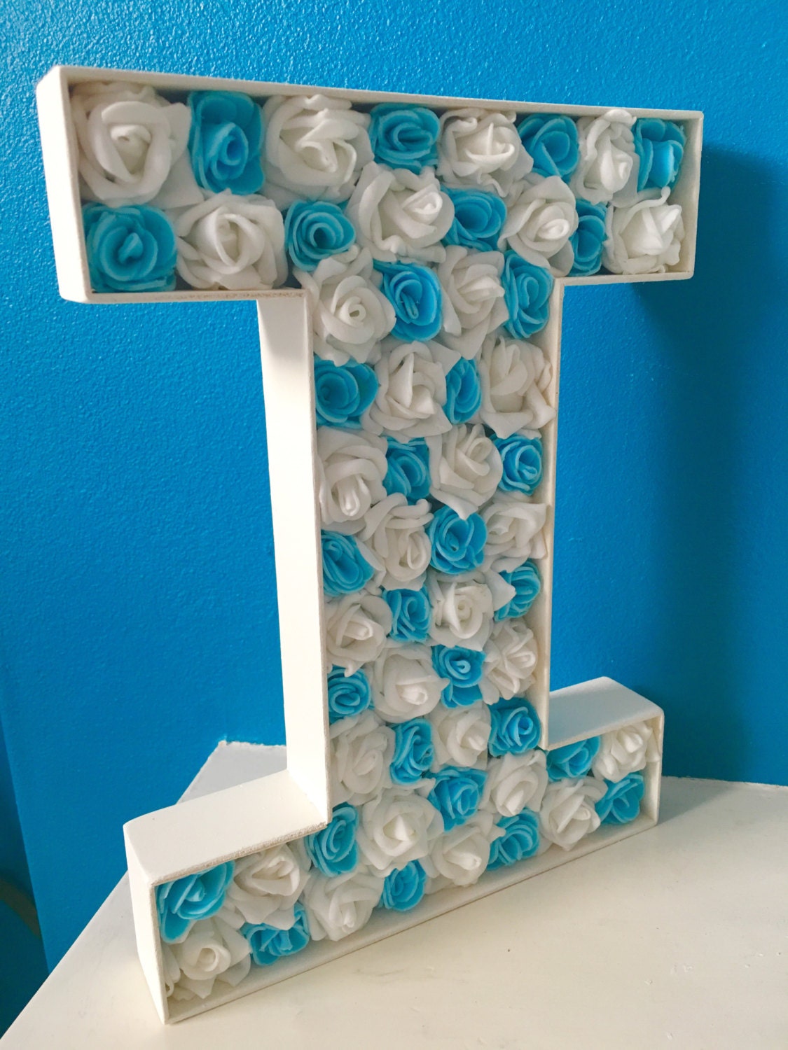 Wooden Floral Letter Large Freestanding Letter Rose Filled | Etsy