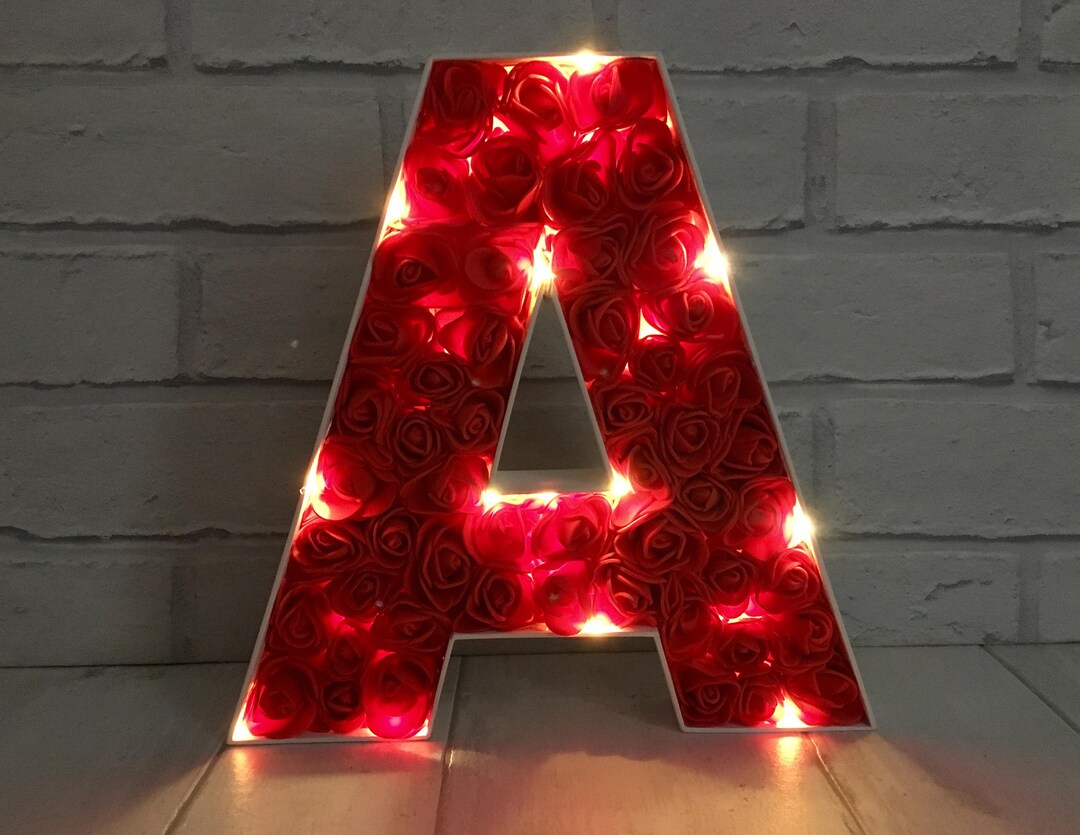 Red Rose Light up Letter, Red Bedroom Decor, Irish Wedding Blessing ...