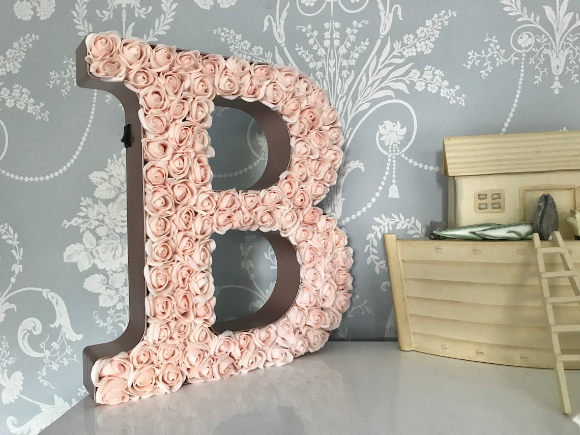 Giant Blush wedding letters 12 rose initials Very | Etsy