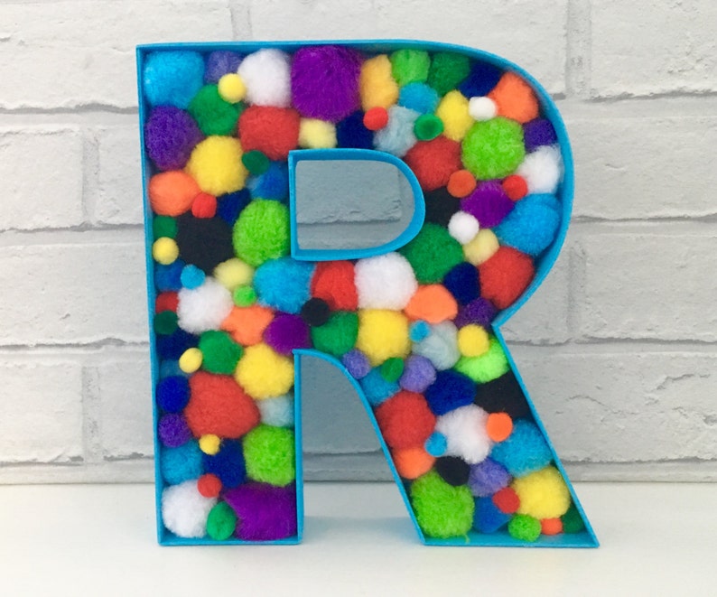 Pom Pom Initial: Colorful Nursery Decor, Playroom Sign - Etsy