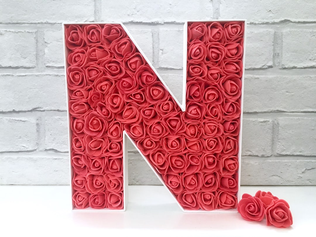 Red Rose Letter Decor: Freestanding Floral Initial - Etsy