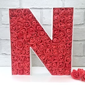 Red Rose Letter Decor: Freestanding Floral Initial - Etsy