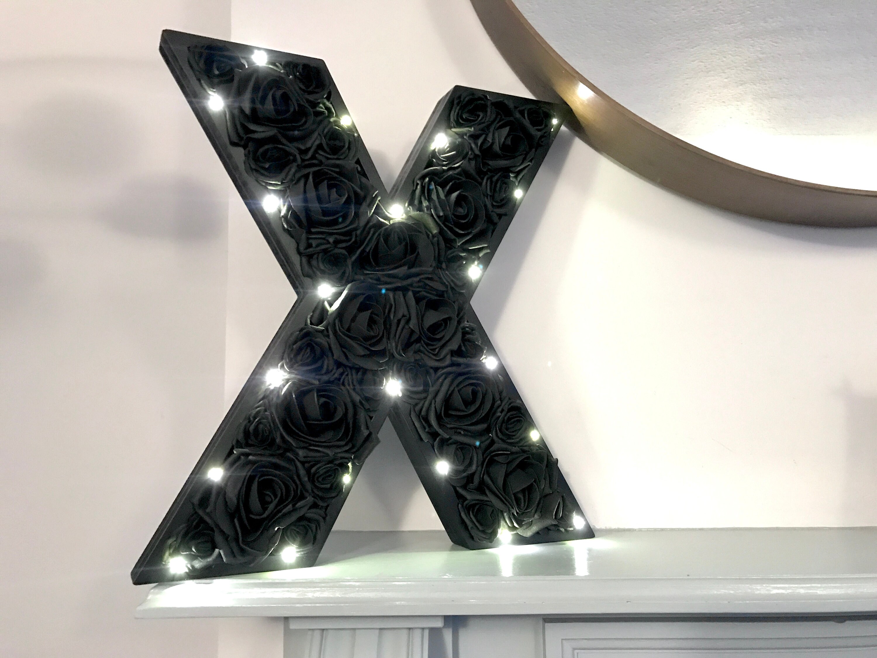 Black Rose Filled Letter Gothic Wedding Decoration Large - Etsy UK