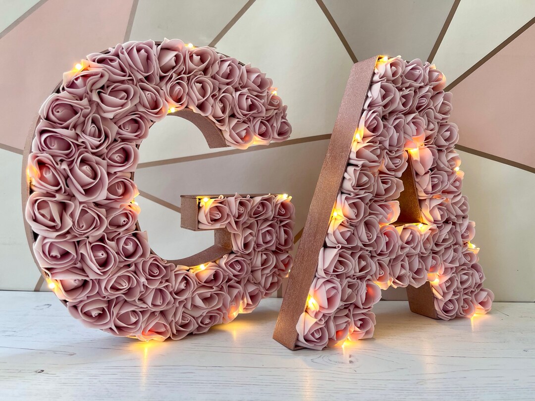 Rose Gold Blush Pink Rose Letter: Freestanding Initial Decor - Etsy