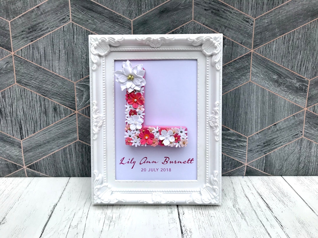 Floral Letter Frame: Personalized Baby Girl Nursery Decor - Etsy UK