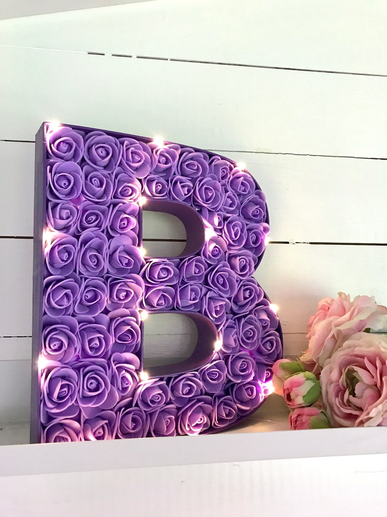 Purple Floral Letter Light up Flower Initial Purple Home - Etsy