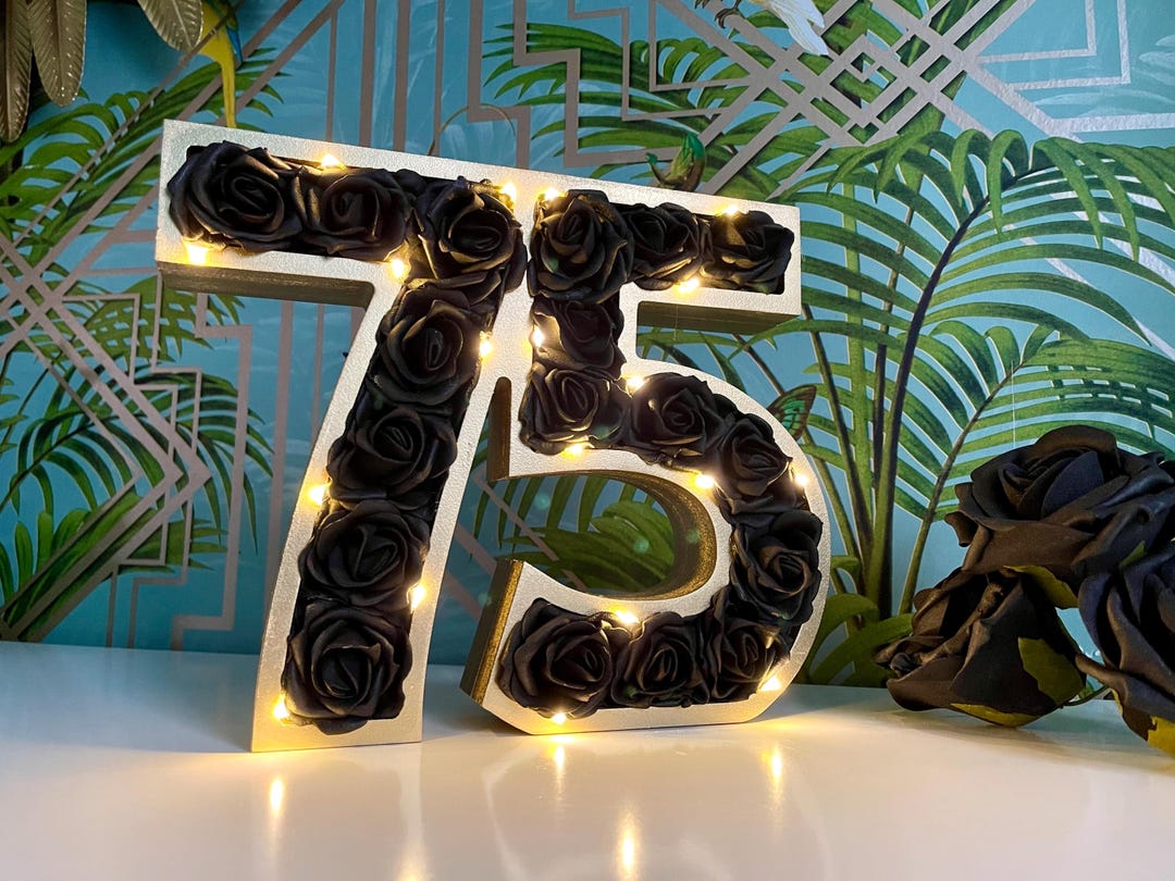 Light-up 75th Birthday Decor, 75 Number Decoration, LED 75th Birthday ...