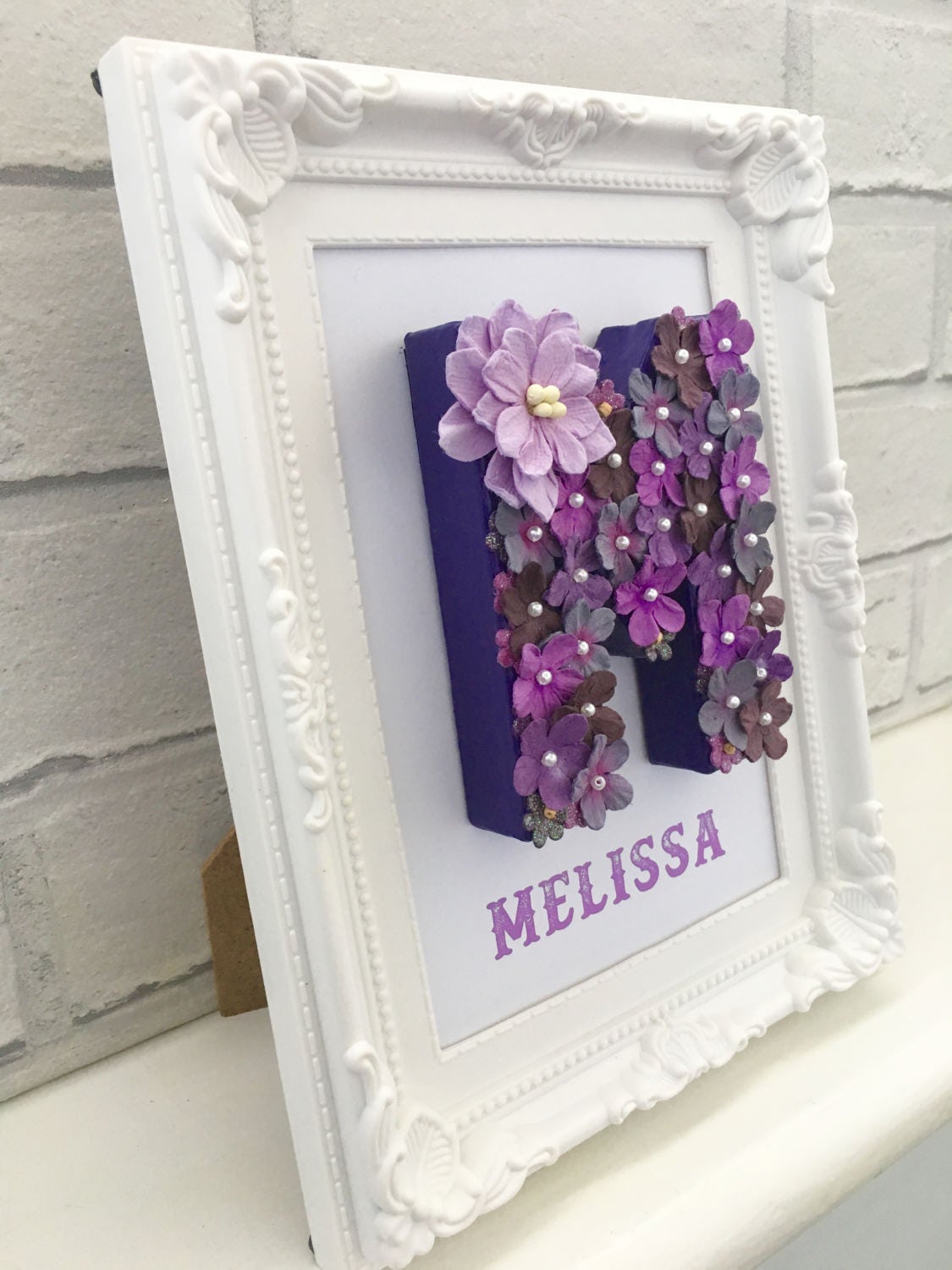Purple Floral Initial Frame Floral Letter Frame Custom Name | Etsy