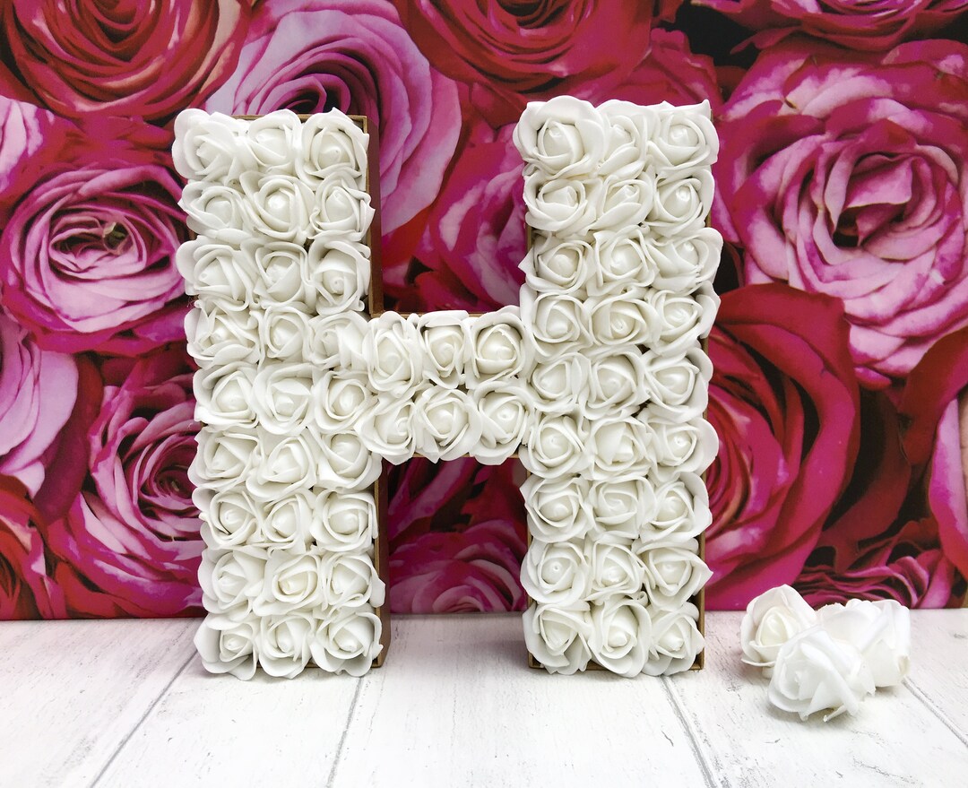 Gold & White Rose Letter: Wedding Decor, Bridal Shower Centerpiece - Etsy