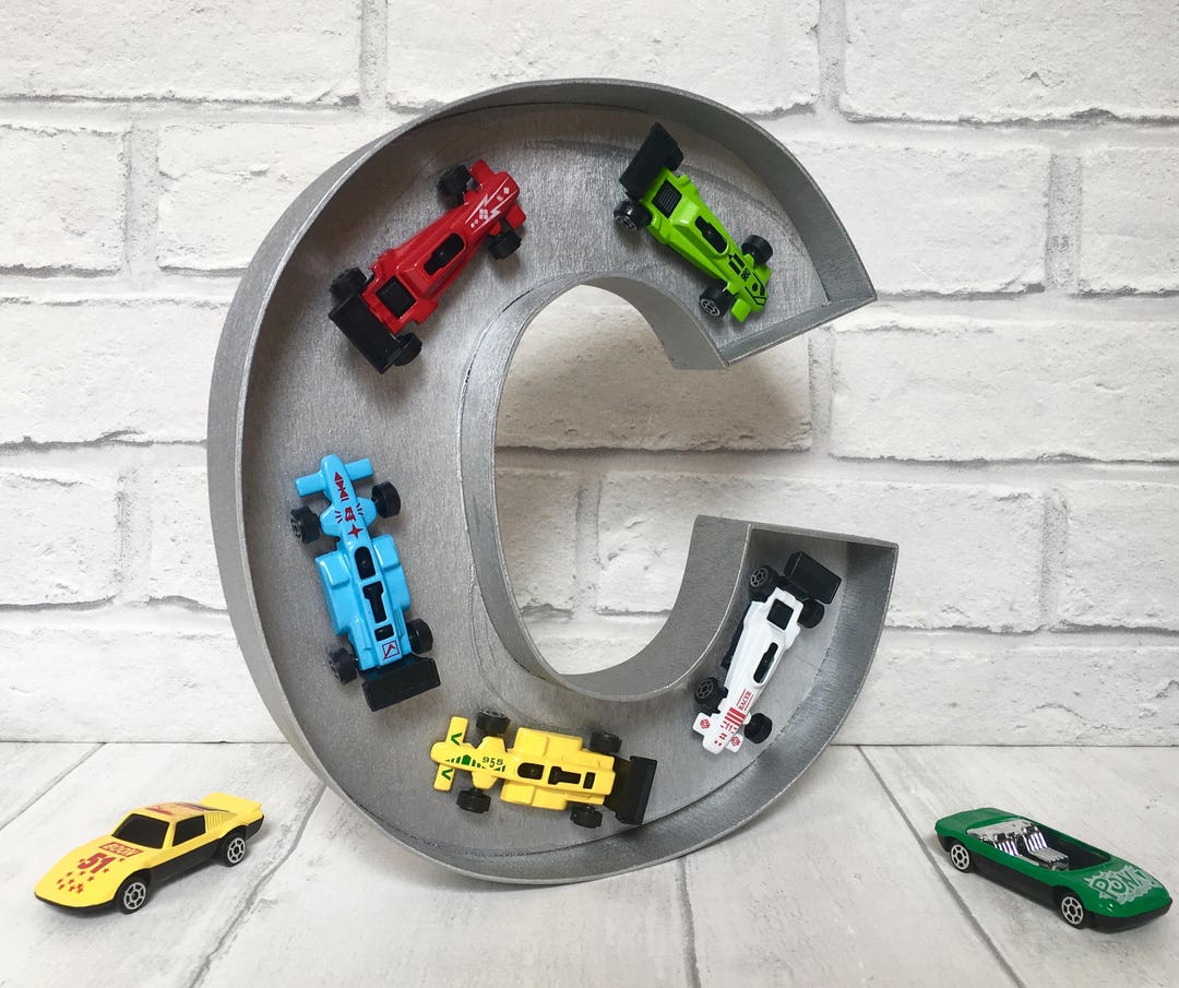 Racing Car Gift: Silver Letter C, Toy Car Decor - Etsy