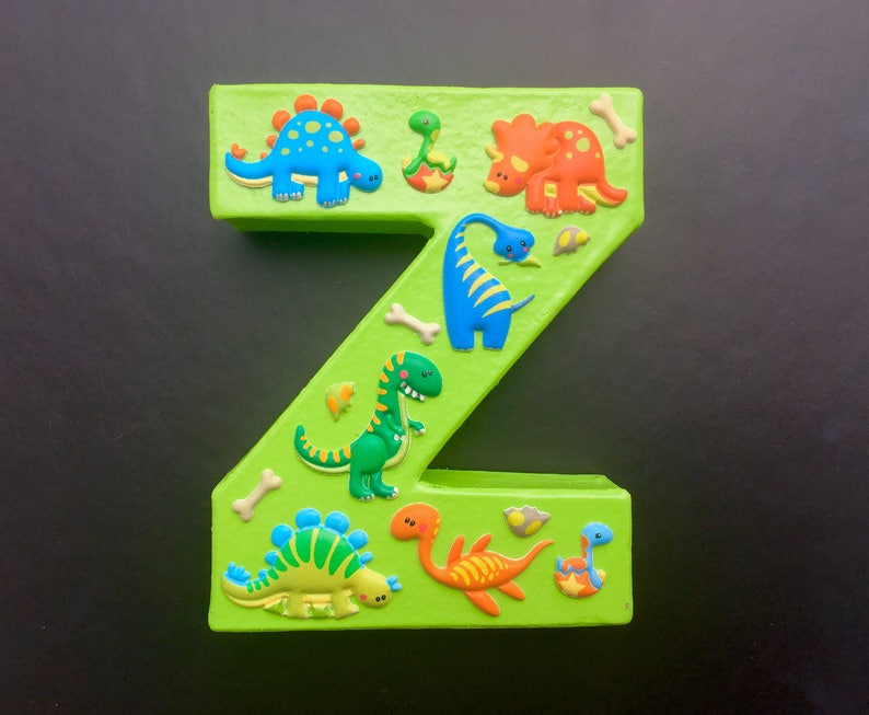 Dinosaur Initial Wall Art: Personalized Kids Room Decor - Etsy
