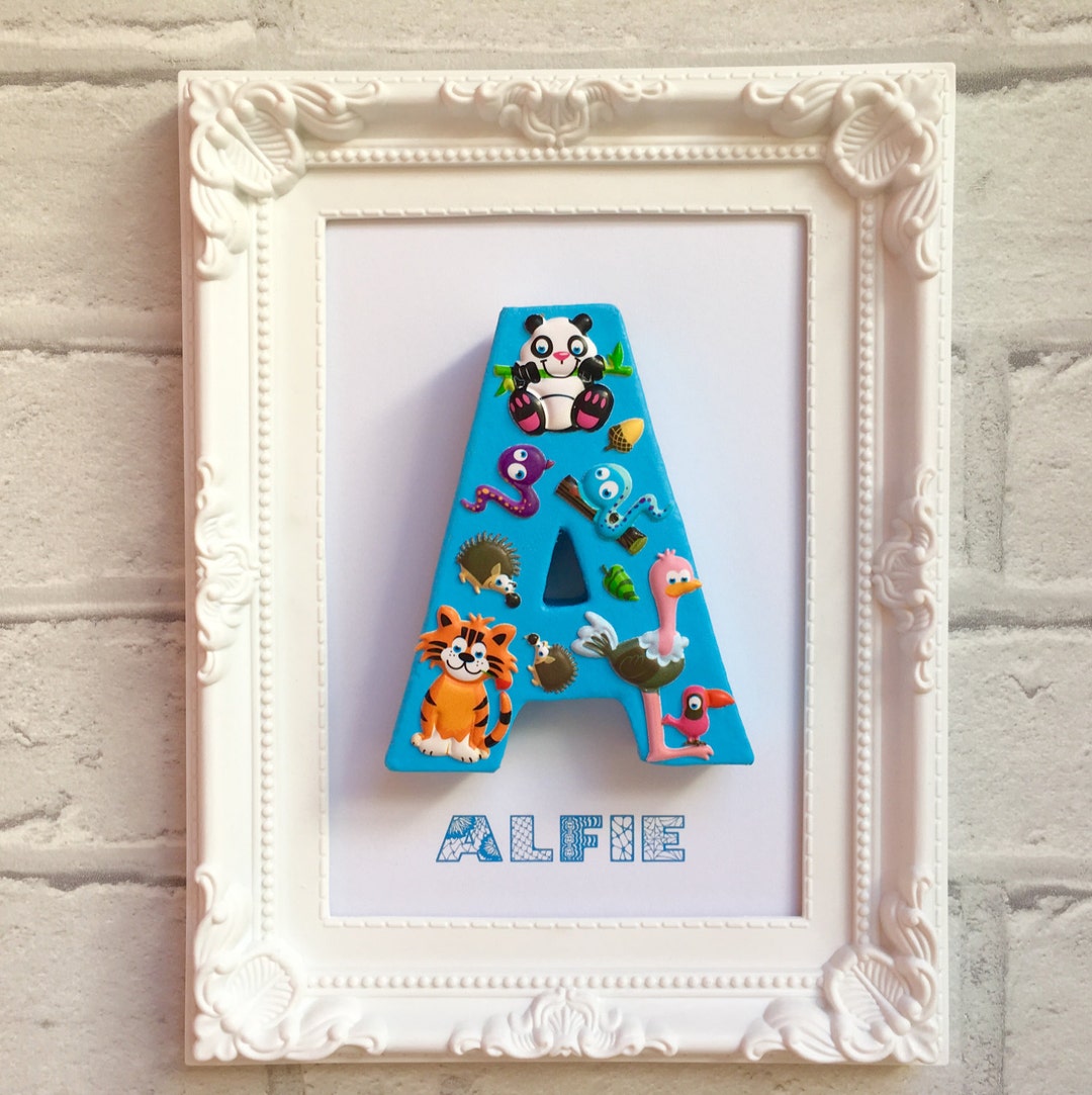 Animal Personalised Frame, Jungle Animal Theme, Animal Monogram, Jungle ...