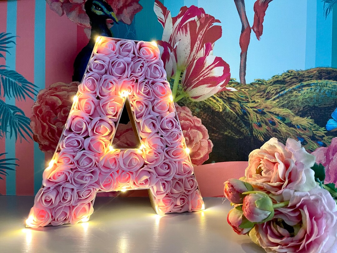Pink Rose Letter: Freestanding Wooden Initial, Girls Bedroom Decor - Etsy