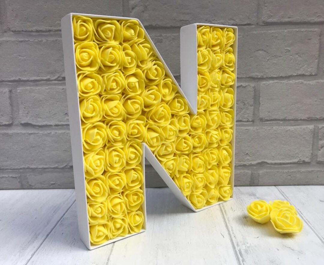 Freestanding Yellow Rose Letter N: Personalized Floral Initial Decor ...