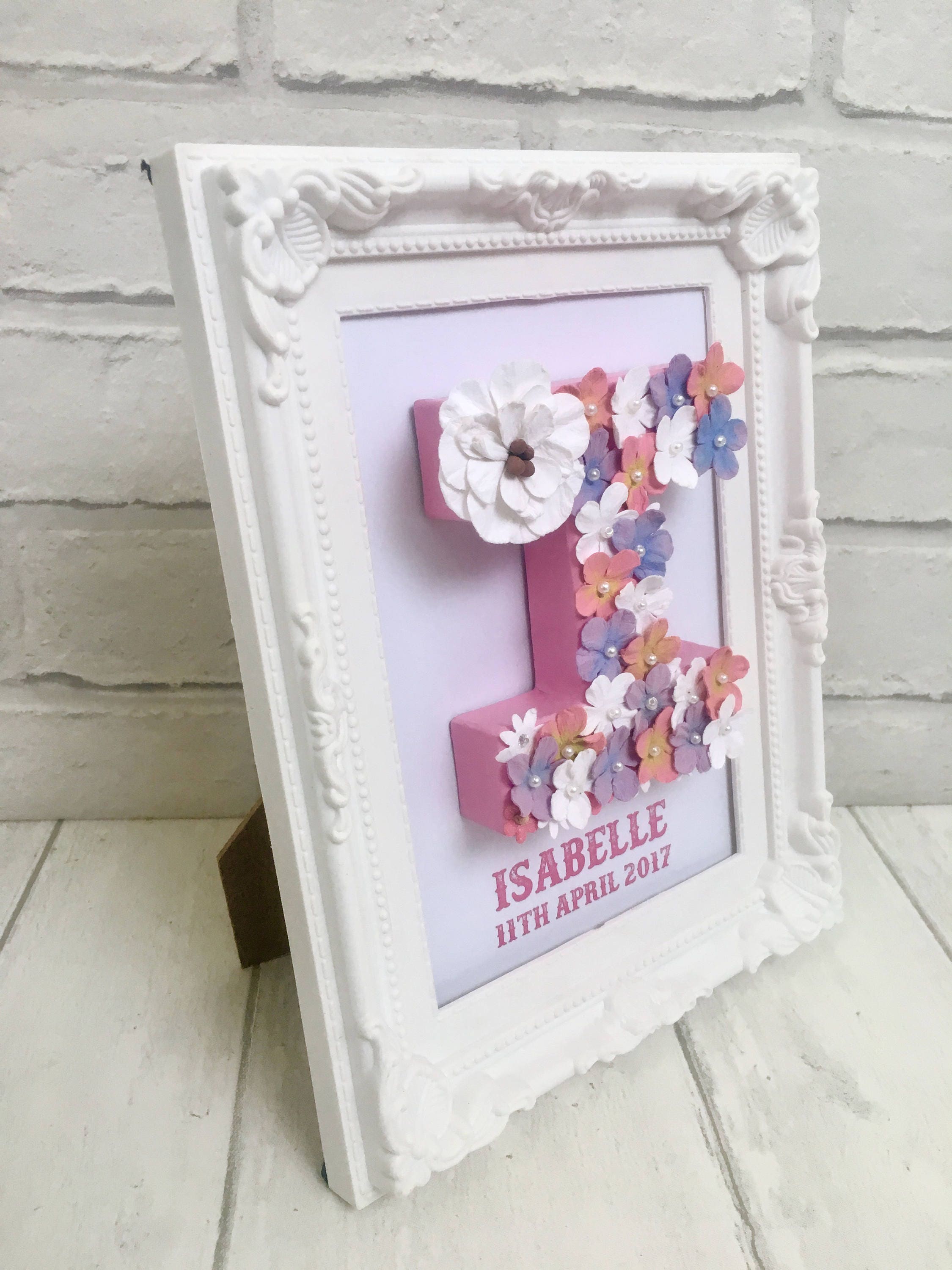 Initial Frame, Framed Letter Art, Christening Gift, Sister in Law Gift ...