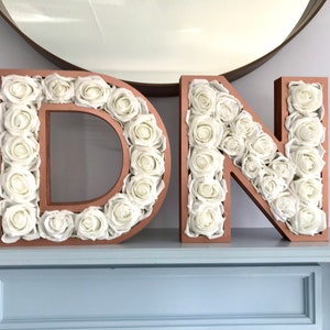 Rose Filled Letters, White Rose Initials, Personalised Copper Gift for ...