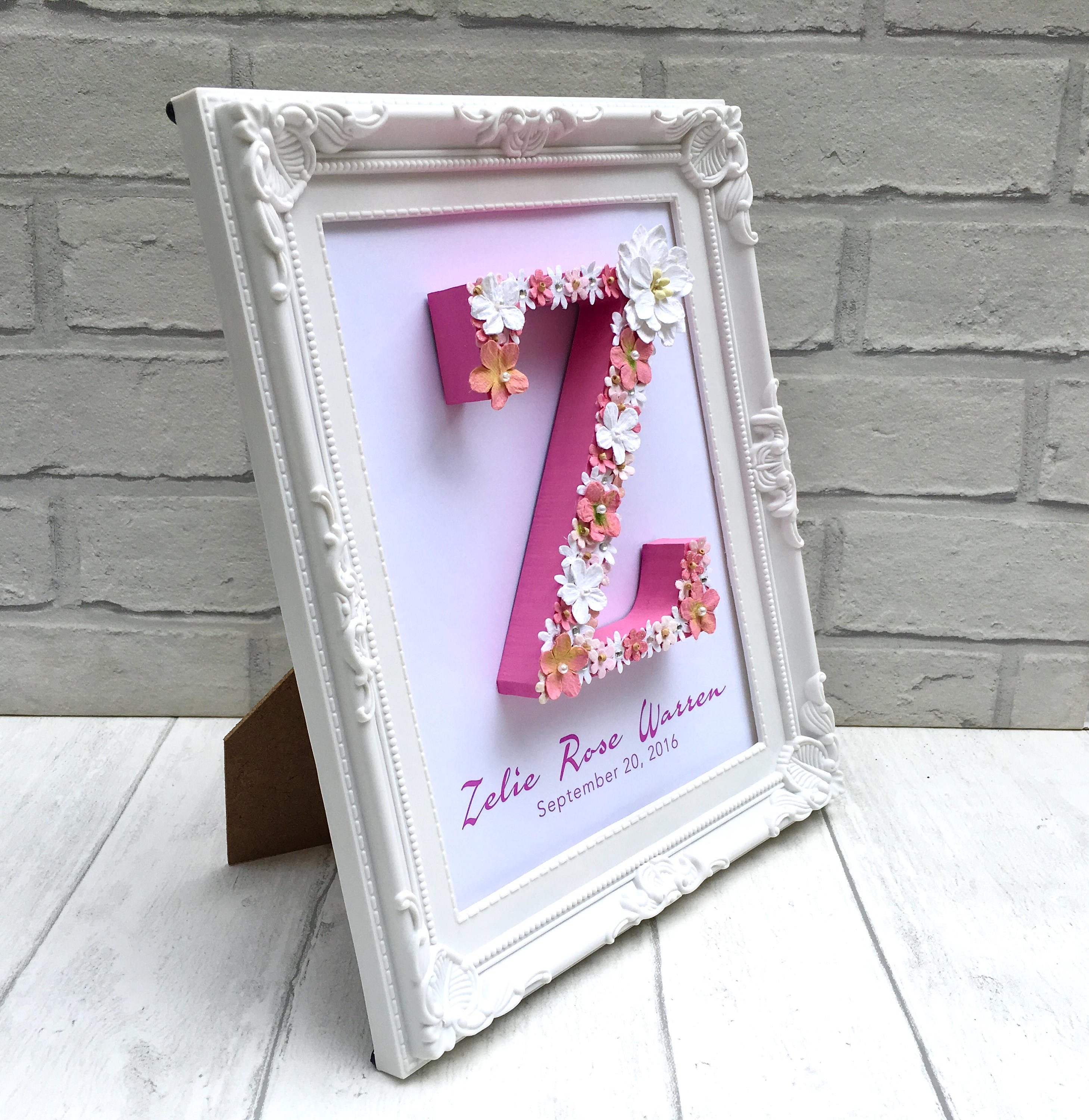Personalised Girls Bedroom Decor, Floral Letter Frame, New Baby ...