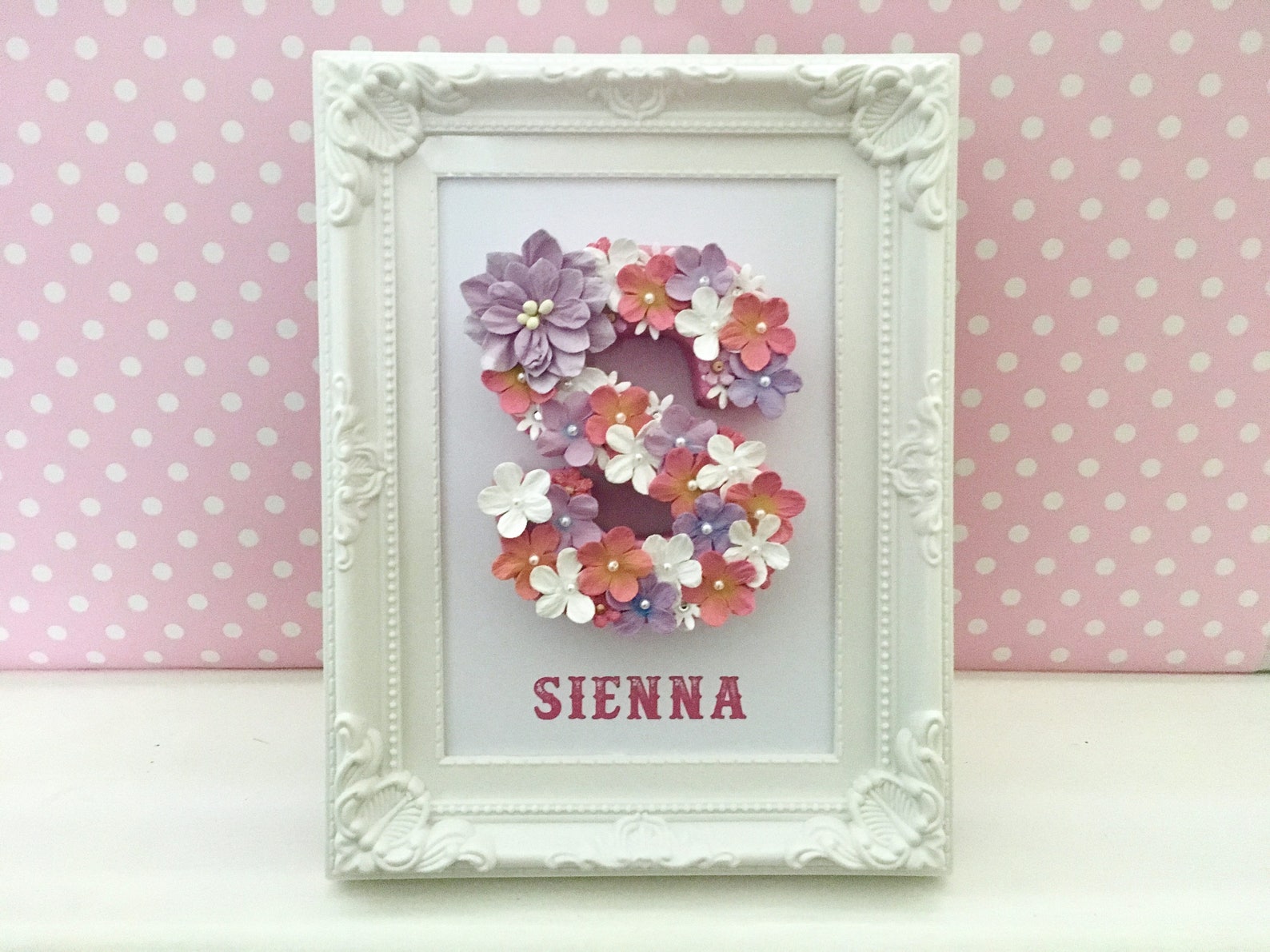 Custom Floral Letter Vintage Name Frame Nursery Floral | Etsy