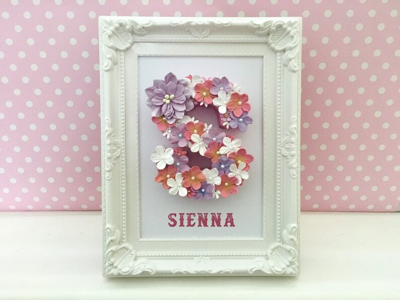 Custom Floral Letter, Vintage Name Frame, Nursery Floral Monogram - Etsy UK