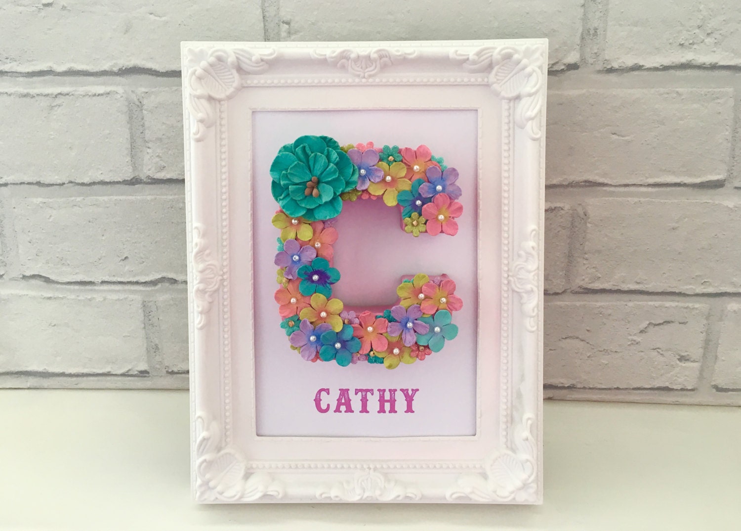 Multicoloured Floral Letter Floral Name Decor Gift for Best | Etsy