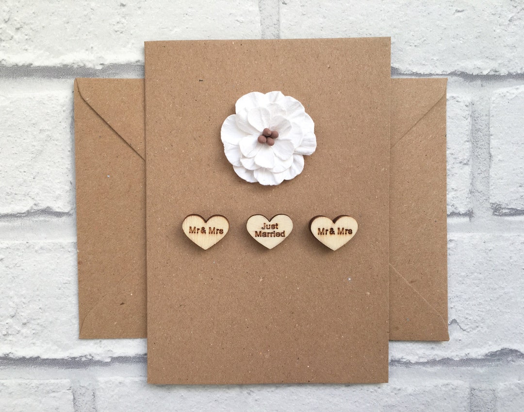 Wedding Card, Just Married Card, Getting Married Card, Rustic Wedding ...