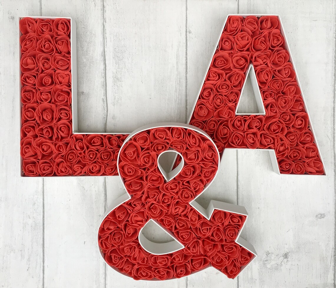 Red rose light up letter Red bedroom decor Irish wedding | Etsy